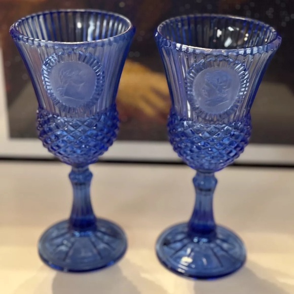 Avon | Dining | Avon George Washington Cobalt Blue Glass Stemmed Goblet ...